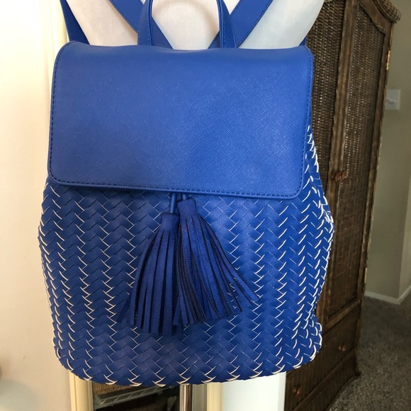 Neiman Marcus | Bags | Royal Blue Woven Leather Backpack | Poshmark
